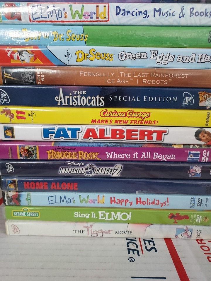 Lot of 19 DVD Cartoon Family Children Classic Animated Kids Disney Elmo ...