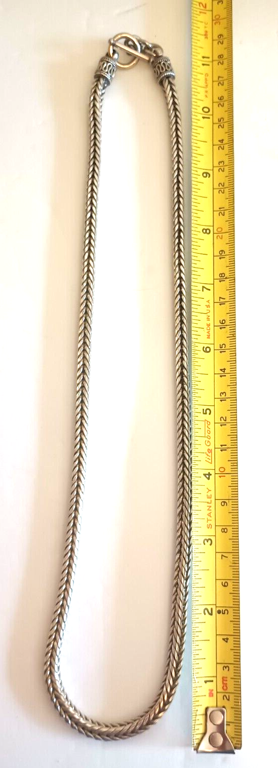 Vintage Sterling Silver Bali Wheat Woven Foxtail Chain Toggle Necklace ...