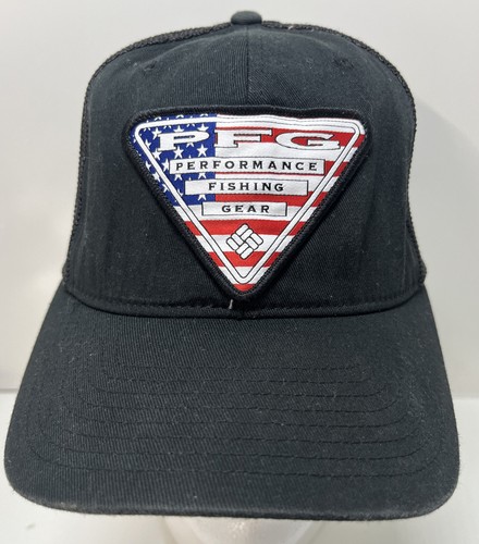 Columbia PFG Trucker Hat Embroidered Texas Flag Outdoor Black Red White ...