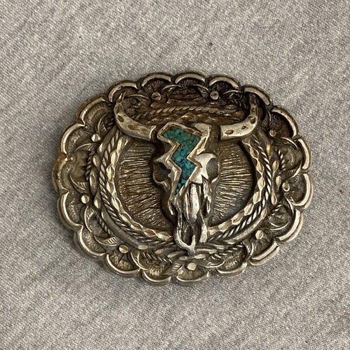 Texas Longhorn Skull Turquoise Chip Belt Buckle - BB1-1060 Enchantment ...