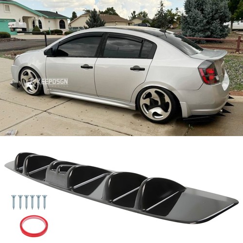 For Nissan Sentra Sedan 7 Fin Rear Diffuser Bumper Spoiler Lip Splitter ...