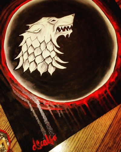 Game of Thrones, Art, Original Painting, Stark, Sigil, Direwolf, Wolf ...