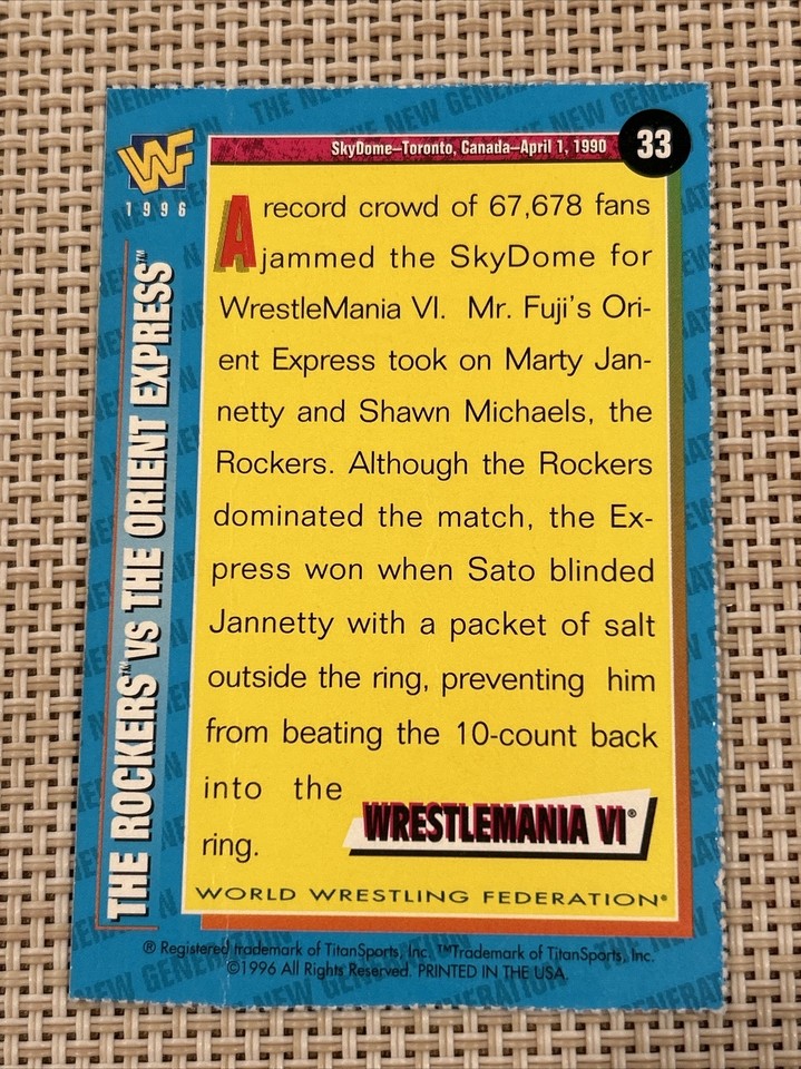 1996 WWF Magazine Card #33 THE Rockers vs The Orient Express ...