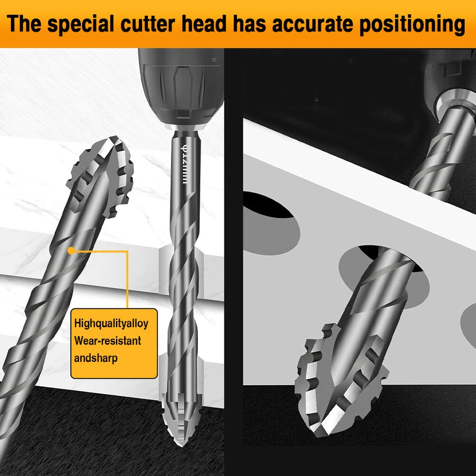 6PCS 4-Blade Saw Tooth Eccentric Drill Bit Four-Edge Serrated Drill ...