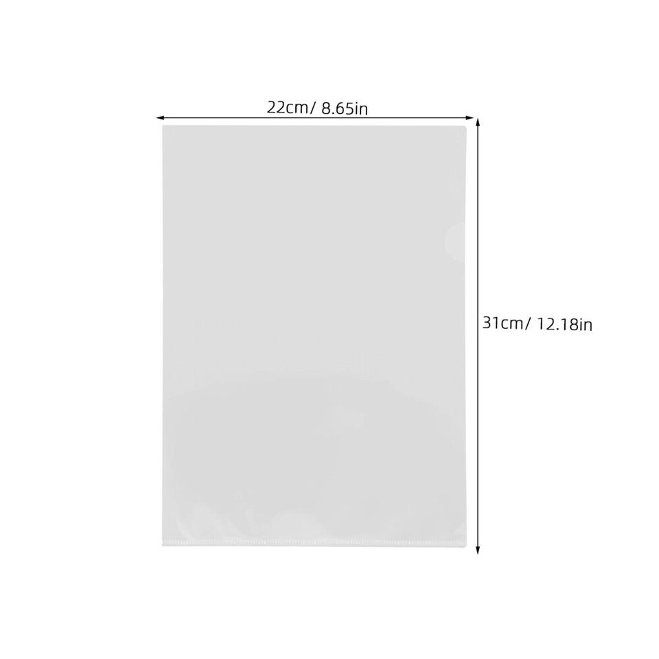 100pcs L-Shaped File Folder A4 Sheet Clear Plastic Document Holder ...