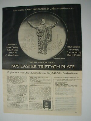 1975 Easter Triptych Plate Hamilton Mint VINTAGE PRINT AD LO57 | eBay