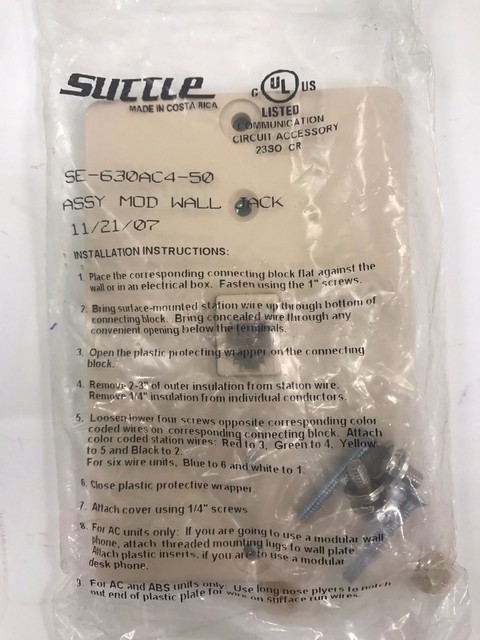 Lot of (5) Suttle Modular Wall Mount Jack with Faceplate Ivory SE ...