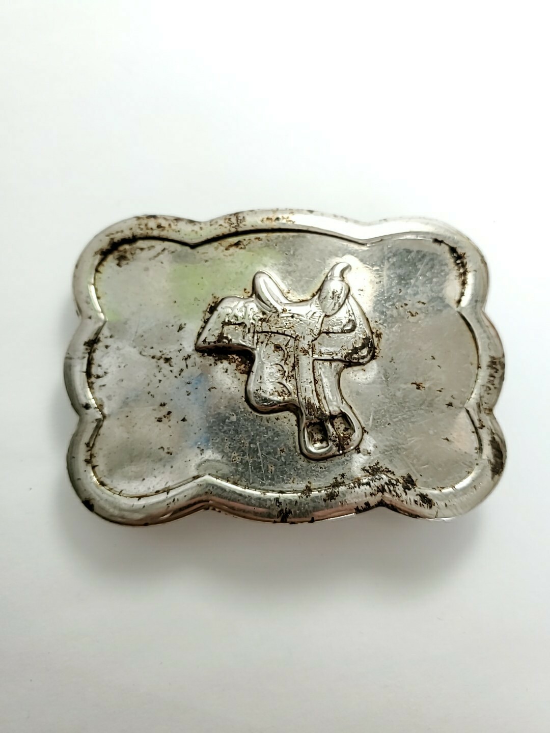 Vintage Rusty Cowboy Saddle Belt Buckle - Gem