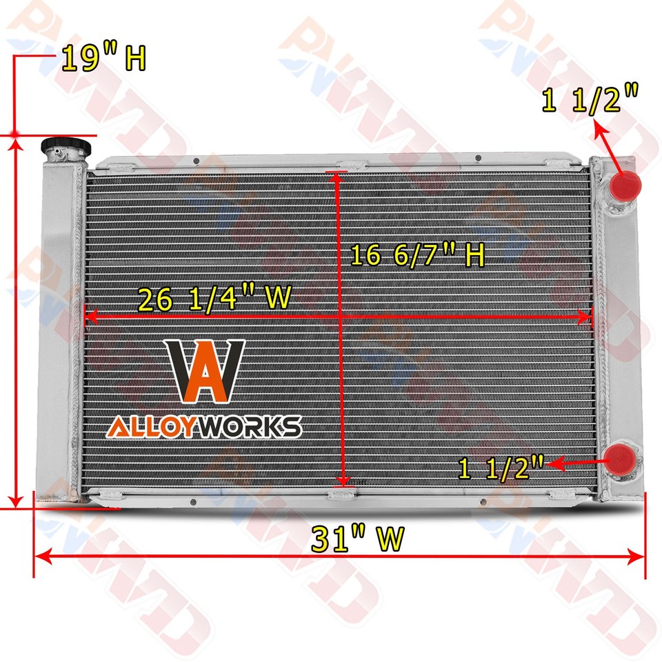 Universal 31" x 19" 2 Row Core Aluminum Radiator For Chevy SBC 350 ...