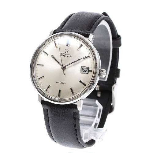 OMEGA DEVILLE 166033-TOOL106 34mm SS Silver Dial Automatic Date Leather ...
