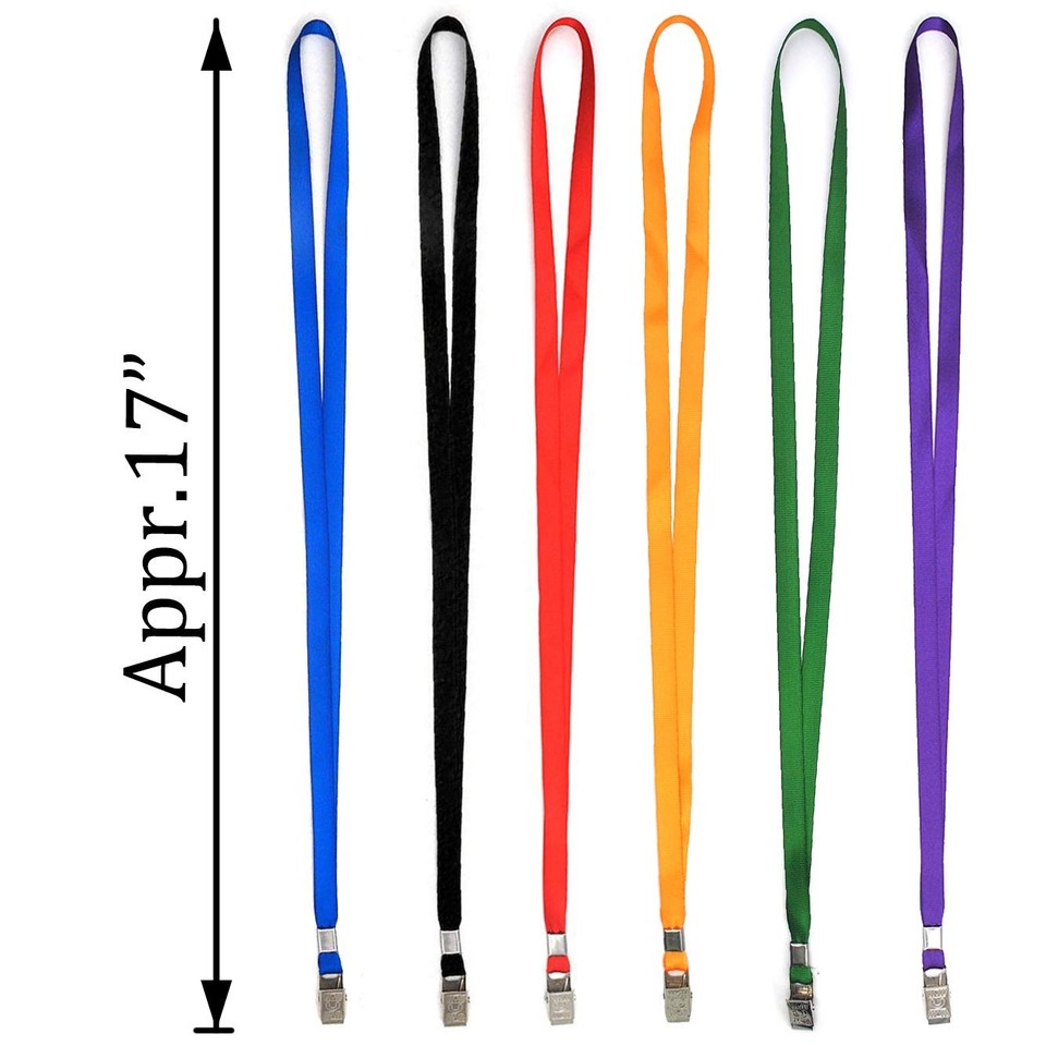 100 Pack Black Lanyards 34 inch Bulk Nylon Flat Lanyard with Bulldog ...