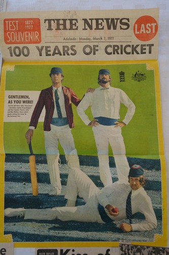 CENTENARY TEST MATCH NEWSPAPER ARTICLES - RARE "THE NEWS" COLOUR PAGE ...