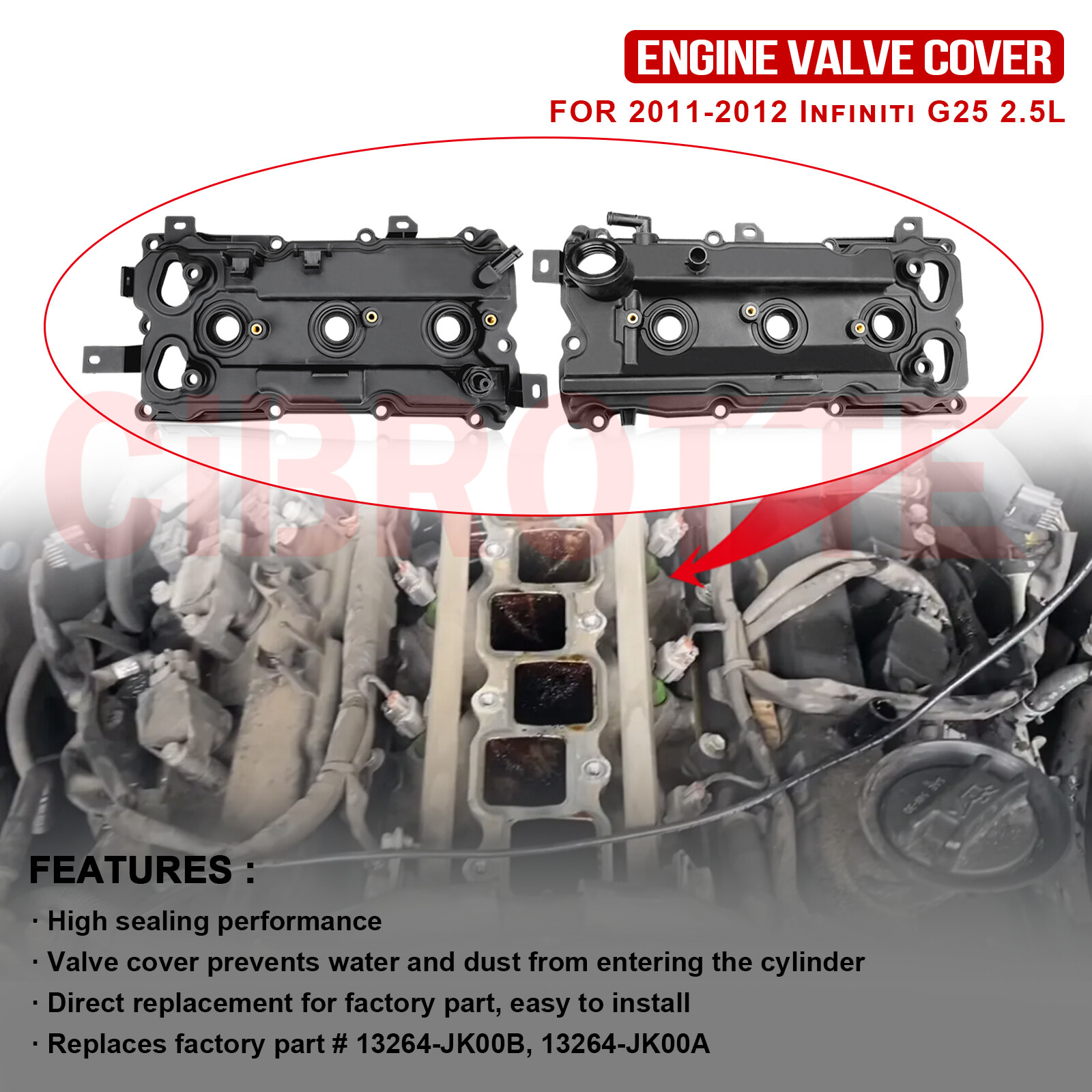 2PCS LH & RH Valve Cover Set w/ Gasket & Bolts & Cap for 2011-2012 ...