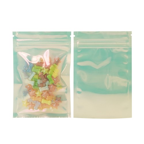 Iridescent Blue Zip lock Bags Pouches Cosmetic Holographic Clear Bag ...