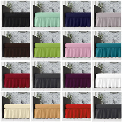 LUXURY PLAIN DYED FRILLED POLY COTTON PLATFORM BASE VALANCE SHEETS ALL ...