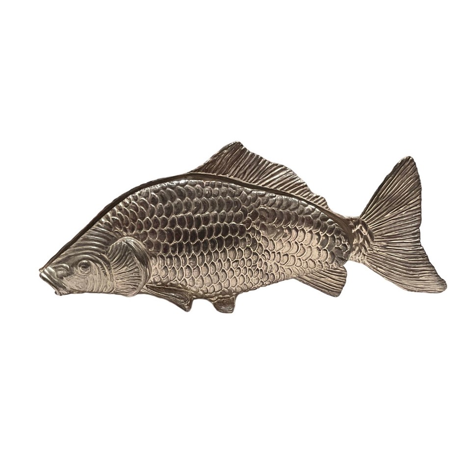 Silvertone Koi Fish Letter Holder Italy Figurine MCM Office Desk Mail ...