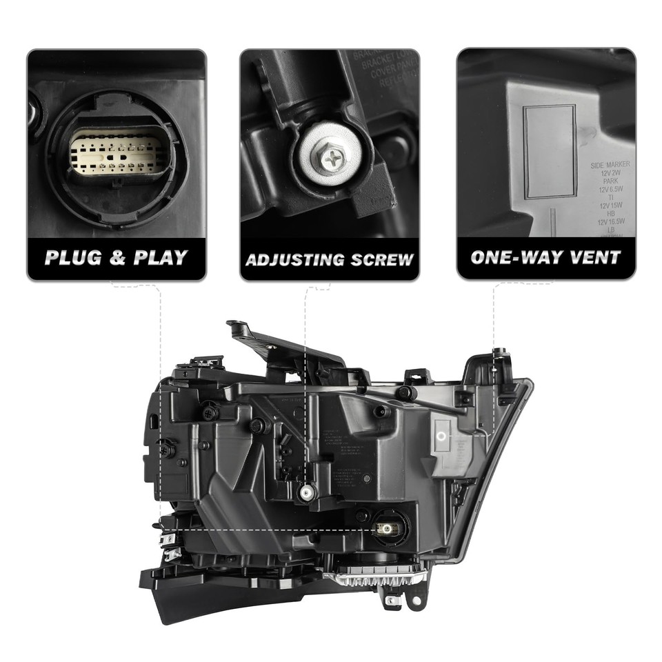 Ram 1500 2019-2024 Full LED Headlights Assembly OE Style Black Excl TRX ...