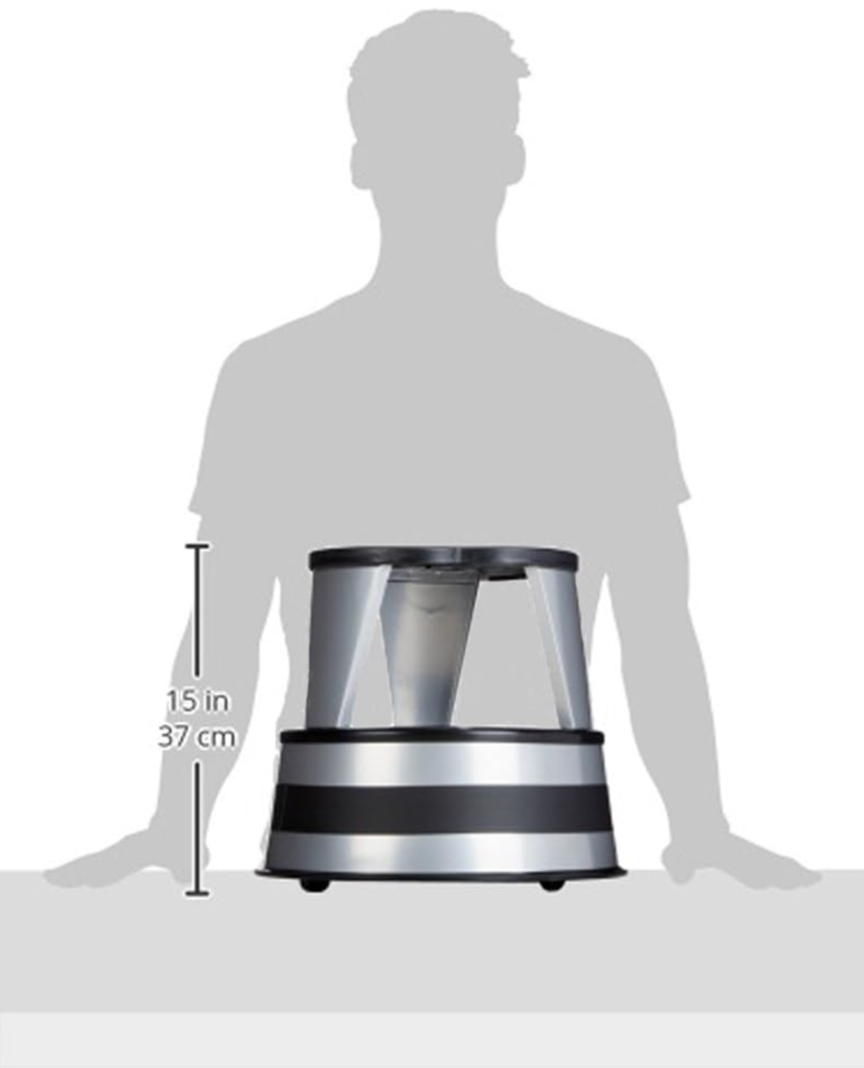 Mobile Metal Kick Step Up Stool Home Office Roll Ladder Library Casters ...