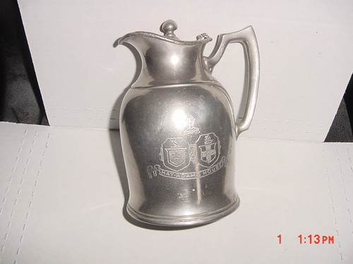 HAY-ADAMS HOUSE Rare Engraved Stanley Insulating Co Pitcher WASHINGTON ...