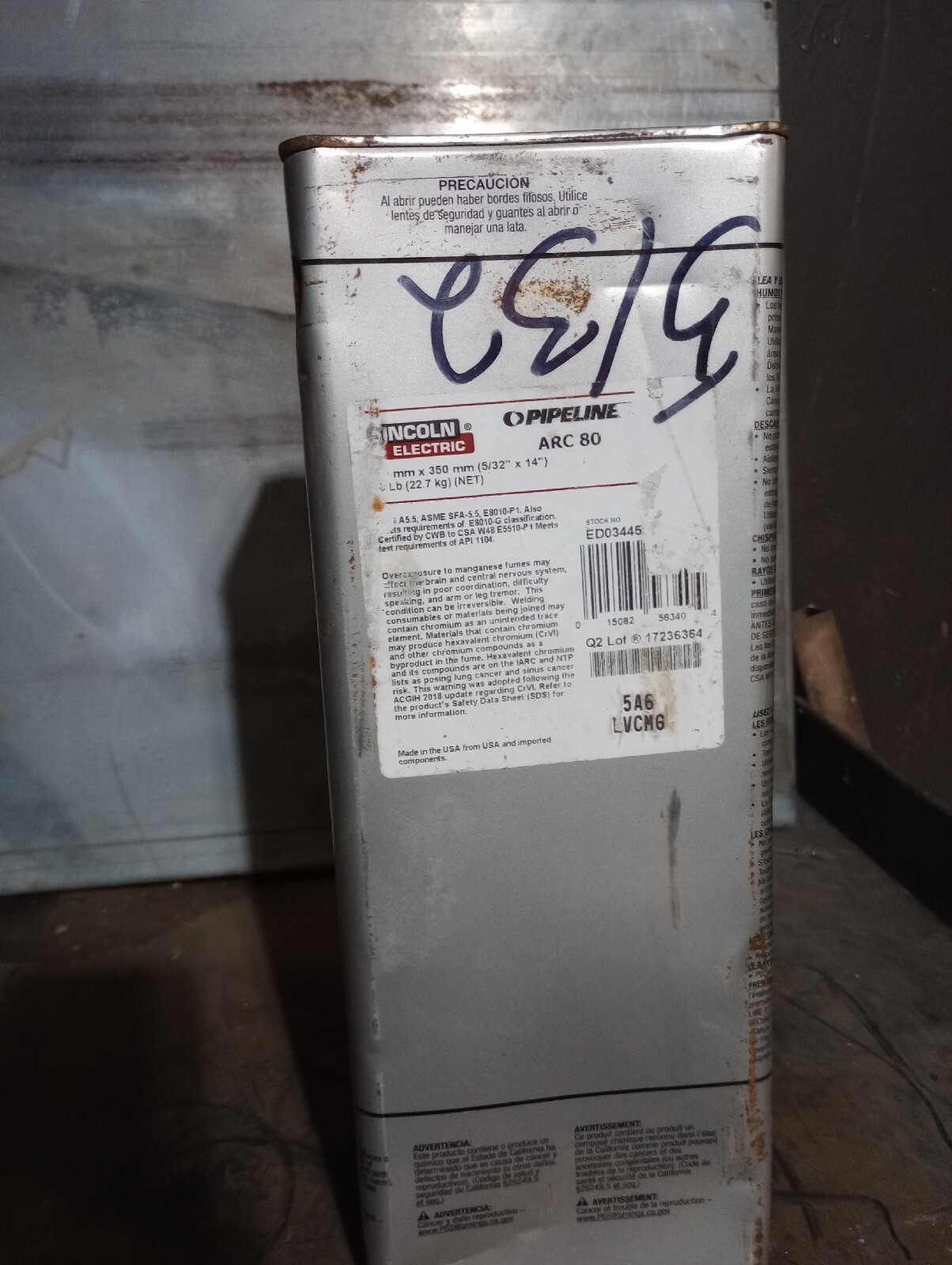 Lincoln FLEETWELD 5p Welding Rods 50 LB Aws E6010 5/32" X 14" ED010285 ...