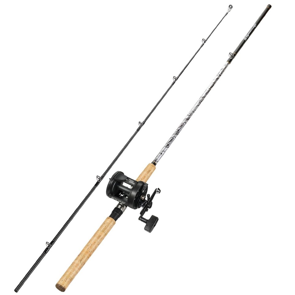 Sougayilang Fiberglass Fishing Pole Conventional Reel Combo with ...