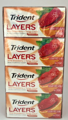Trident Layers Strawberry+Tangy Citrus 168 counts (14 Count, 12 Packs ...