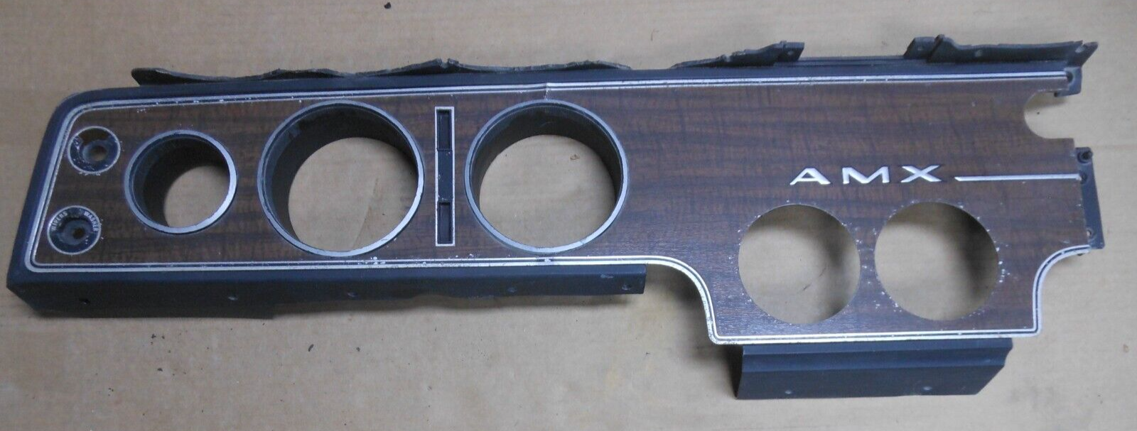 1970 70 AMC AMX WOODGRAIN DASH TRIM OVERLAY BLACK PLASTIC PANEL OEM AC ...