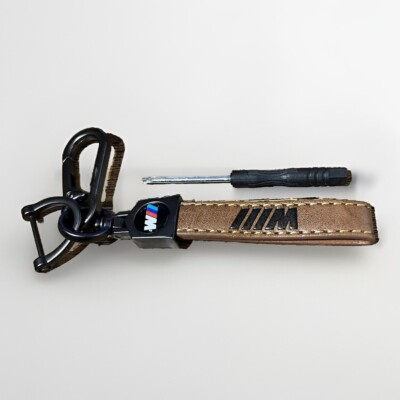 Durable BMW M Leather Keychain Metal Fob- Car Key Ring With Hook- Black ...
