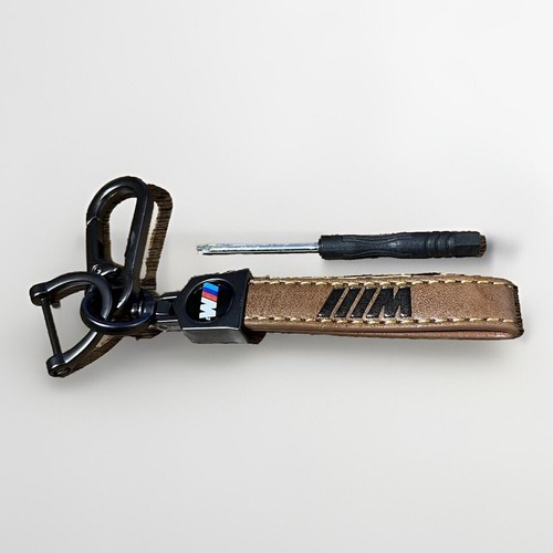 Durable BMW M Leather Keychain Metal Fob- Car Key Ring With Hook- Black ...