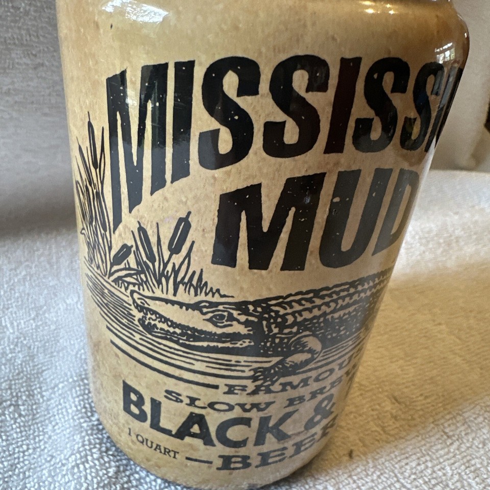 Empty Mississippi Mud Black & Tan Glass Beer Jug Bottle 1 Qt.Glass ...