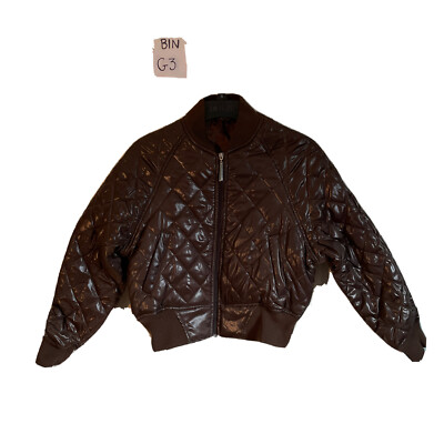 Riflessi Brown Shiny Quilted Varsity Jacket women’s size M | eBay