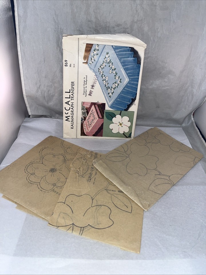 Vintage McCalls Kaumagraph Transfer Pattern 869 Dogwood Bedspread | eBay