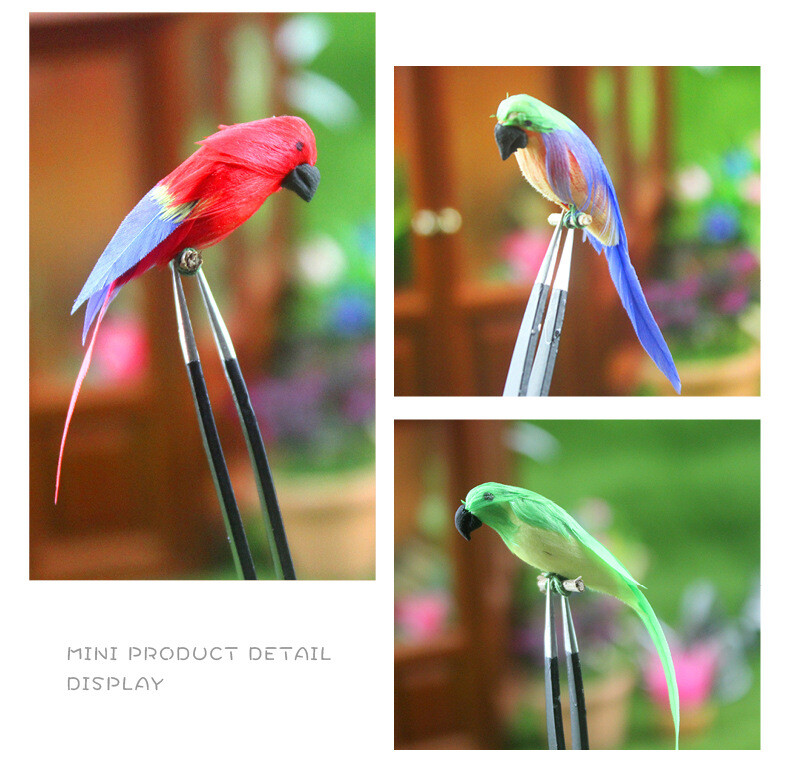 Dollhouse Miniature Parrot Birds 1:12 Scale Garden Handmade Decor ...