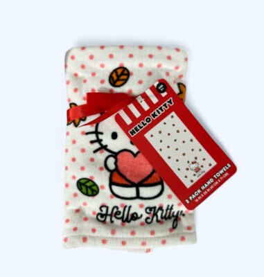 Hello Kitty Fall Theme Hand Towels 2 Pack. White & Pink Polka Dot | eBay