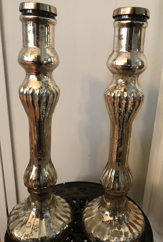 pair of glass over metal 11" candlesticks | eBay