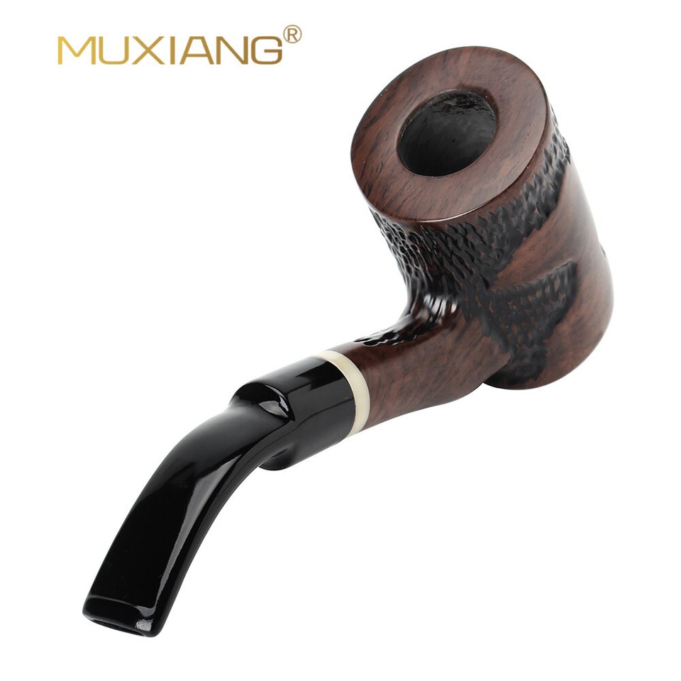 Poker Pipe Wooden Handmade Carved Tobacco Pipe 9mm Filter Bent Stem ...