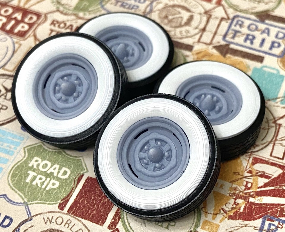 Resin 15-Inch “Chrome Reverse” Wheels, W/ Wide Whitewalls,1/24 1/25 ...