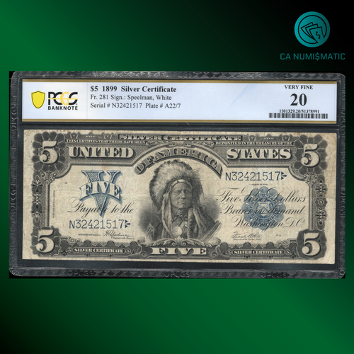 Fr.281 1899 $5 Five Dollar Silver Certificate "INDIAN CHIEF NOTE" PCGS ...