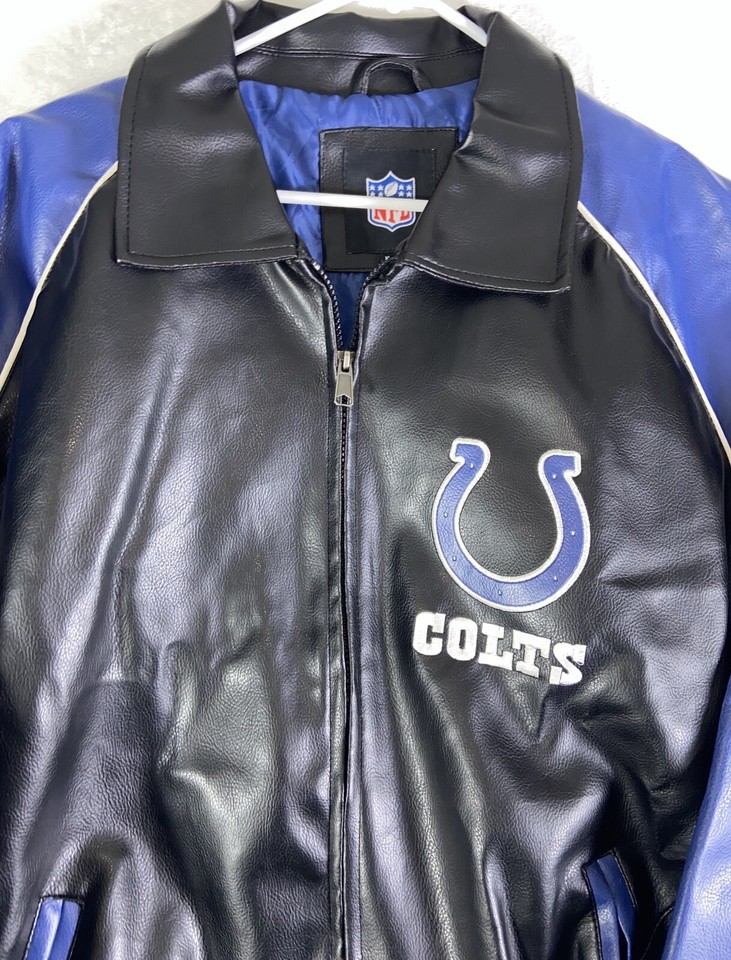 Jacket Indianapolis Colts G-III Sz XL Faux Leather NFL Black/Blue ...