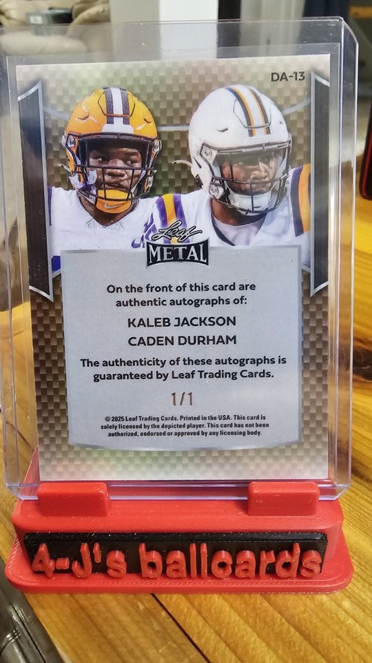 2025 Leaf Metal Red Kaleb Jackson Caden Durham RC LSU Autograph 1/1 SP ...
