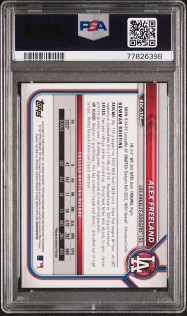 2022 Bowman Draft Sapphire Orange ALEX FREELAND 1st /25 - Dodgers - PSA ...