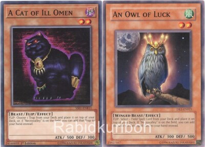 Yugioh An Owl of Luck + A Cat of Ill Omen - Set DR1-EN021 SS01-ENB11 | eBay
