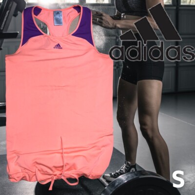 Adidas Womens Sz S Racerback Athletic Top Climacool Clinched Bottom ...