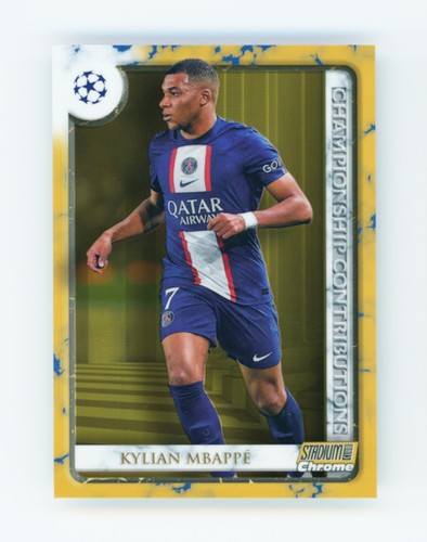 2022-23 Kylian Mbappe Topps Stadium Club Chrome Gold Refractor PSG Card ...
