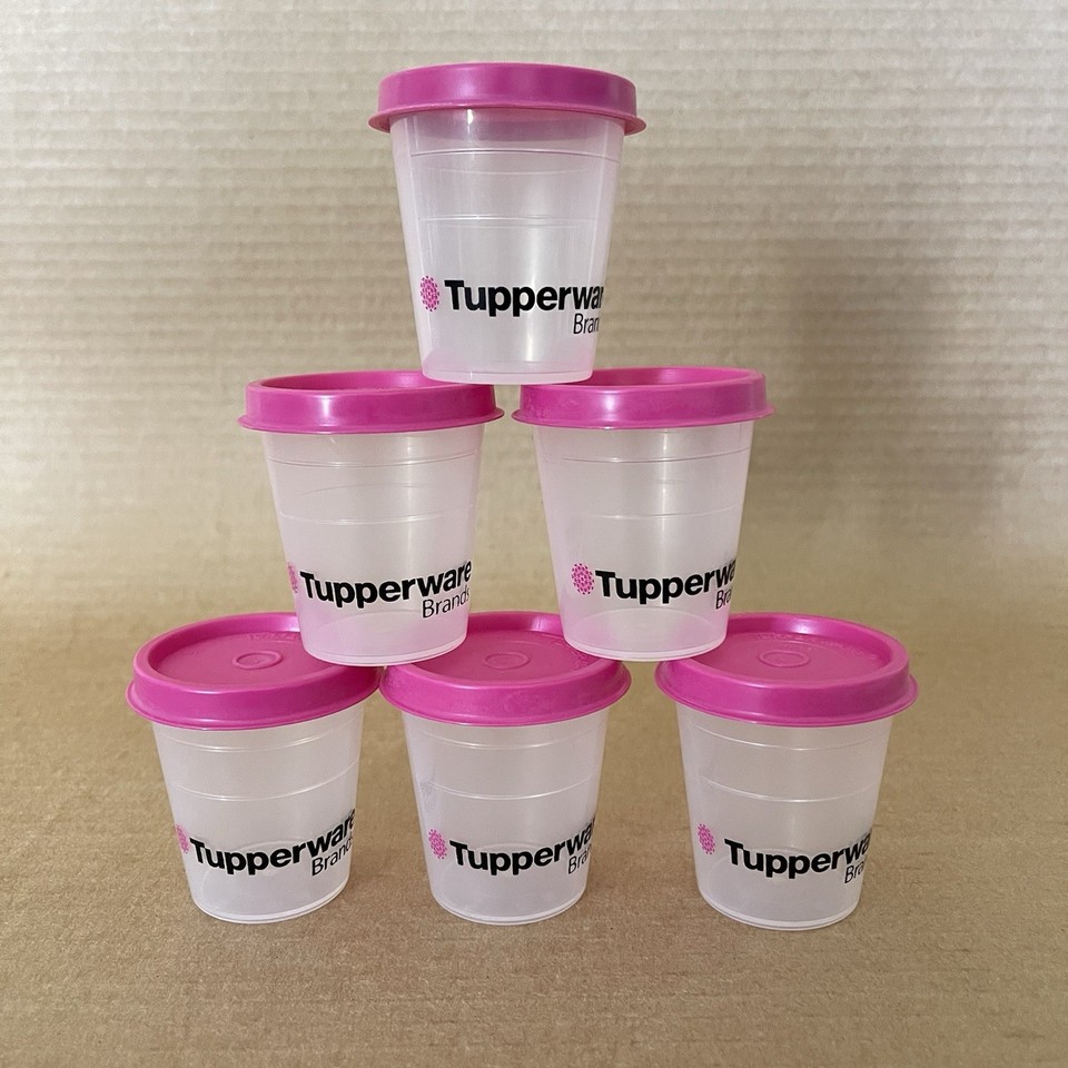 Tupperware Tupper Mini Midget Containers (Set of 6) #4789, Pink Seal ...