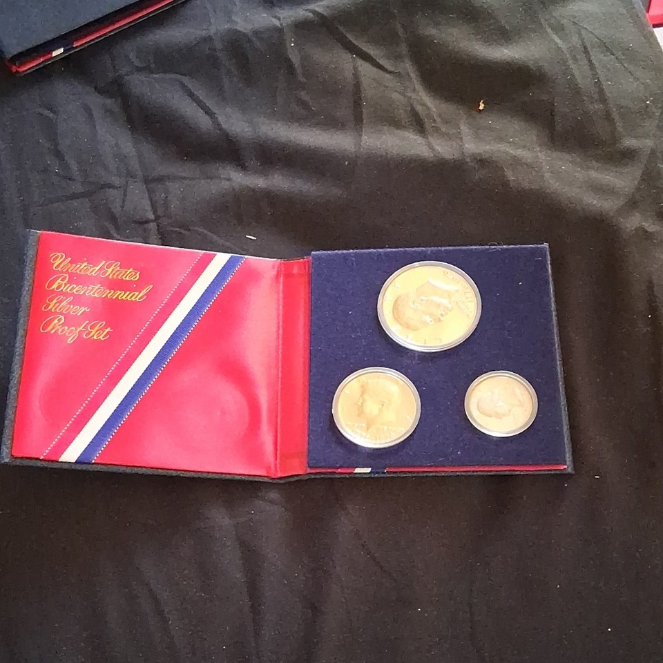 United States Bicentennial Silver Proof 3-Coin Set 1776-1976 U.S. Mint ...