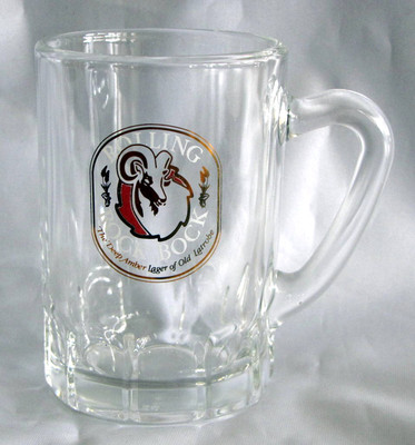 ROLLING ROCK BOCK Miniature Stein Lager Beer Drinking Glass Advertising ...