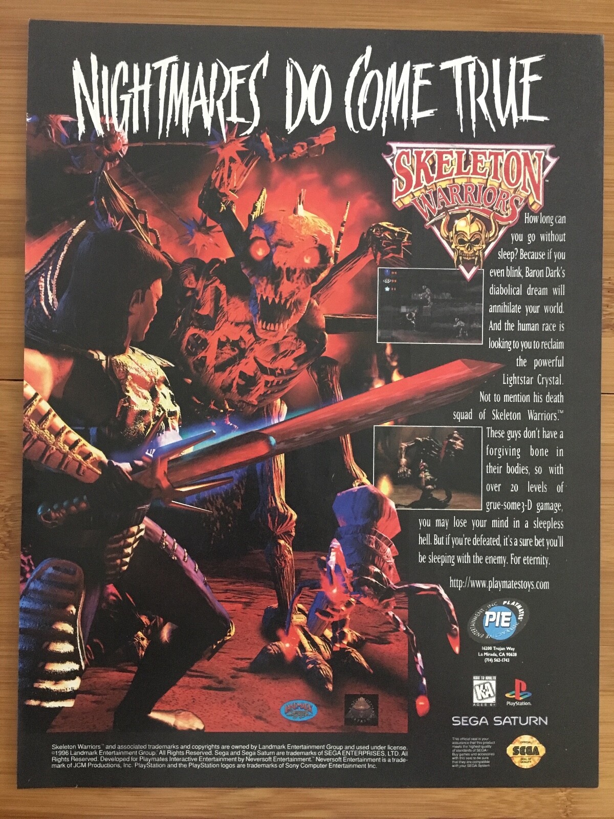Skeleton Warriors PS1 PSX Playstation 1 Sega Saturn 1990's Vintage ...