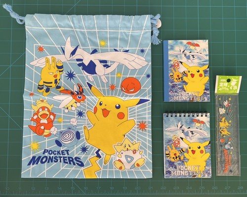 Pokemon (Pikachu, Lugia, Elekid, Slowking…) Drawstring Bag, Notebooks ...