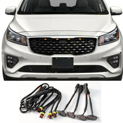 4x For Kia Sedona 2012-2024 smoke Raptor Style Front Grill LED Marker ...